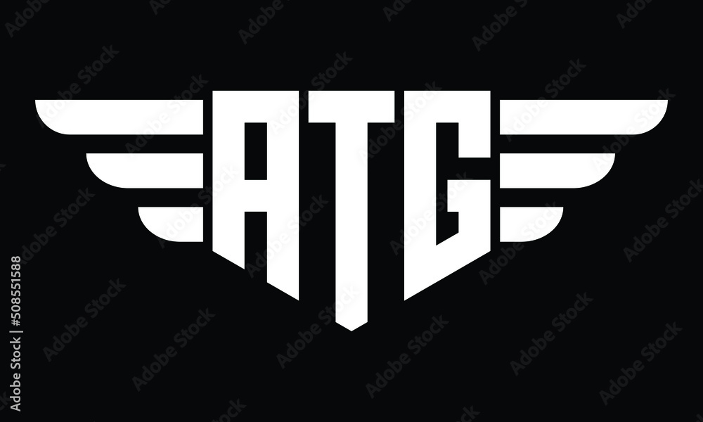 ATG three letter logo, creative wings shape logo design vector template ...