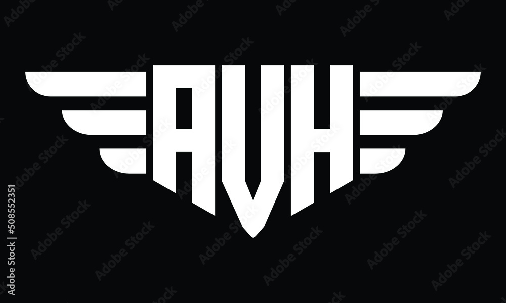 AVH three letter logo, creative wings shape logo design vector template ...