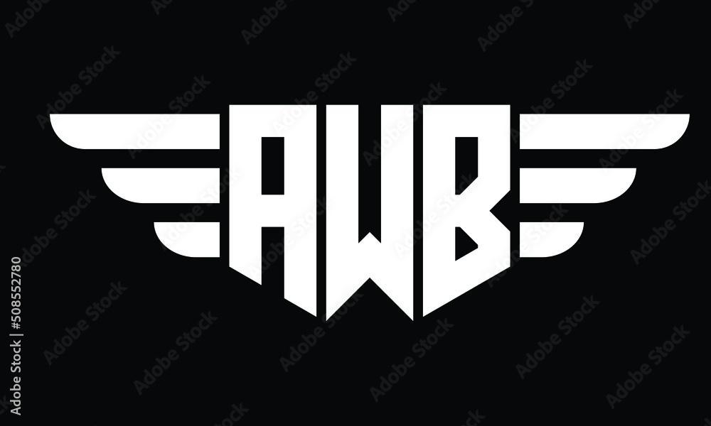 AWB three letter logo, creative wings shape logo design vector template ...
