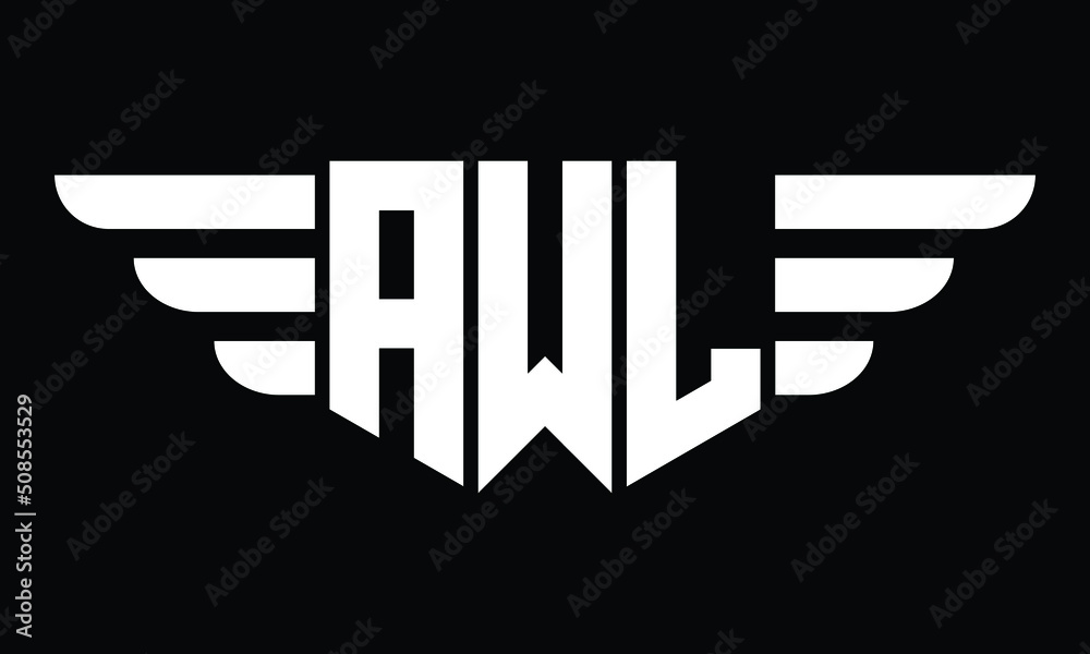 AWL three letter logo, creative wings shape logo design vector template ...