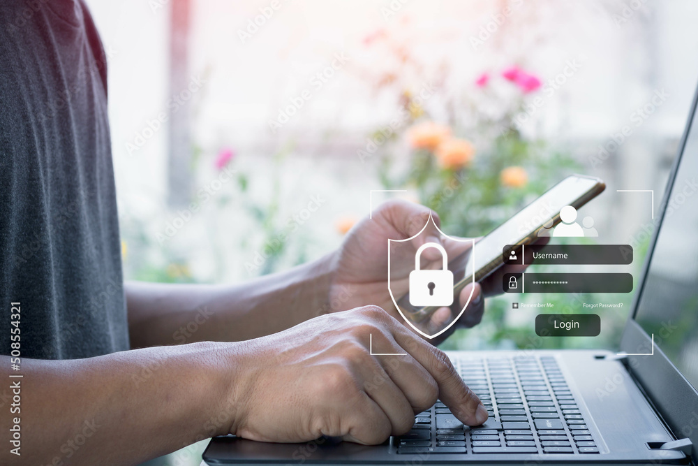 cyber security in two-step verification. two-factor authorization. man ...