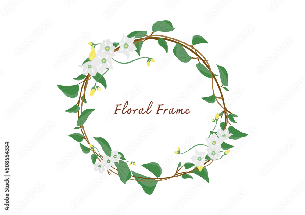vallaris flower crown floral frame vector isolated on white background ...