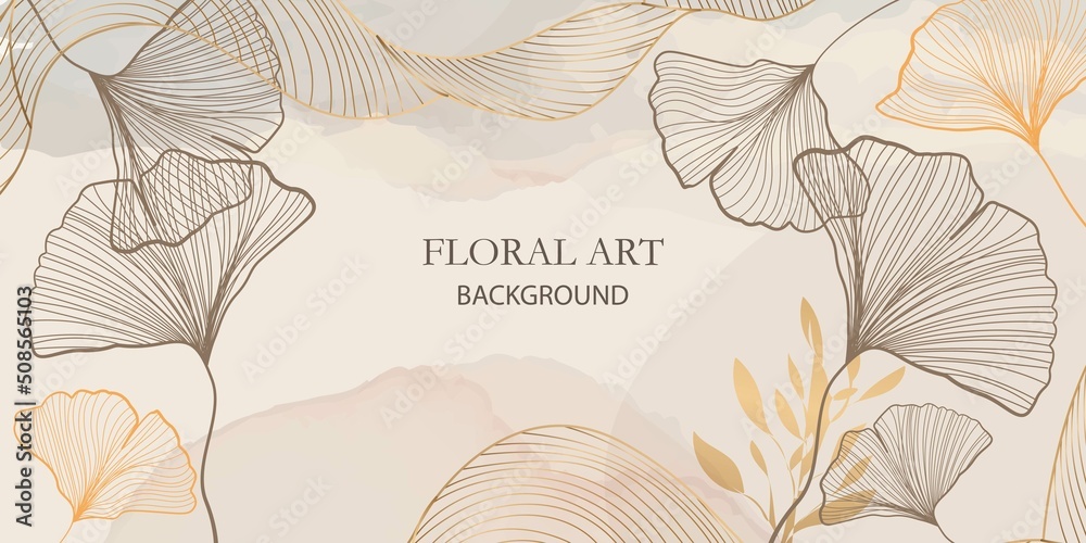Creative Botanical Hand Painted Abstract Art Minimalist Background with ...