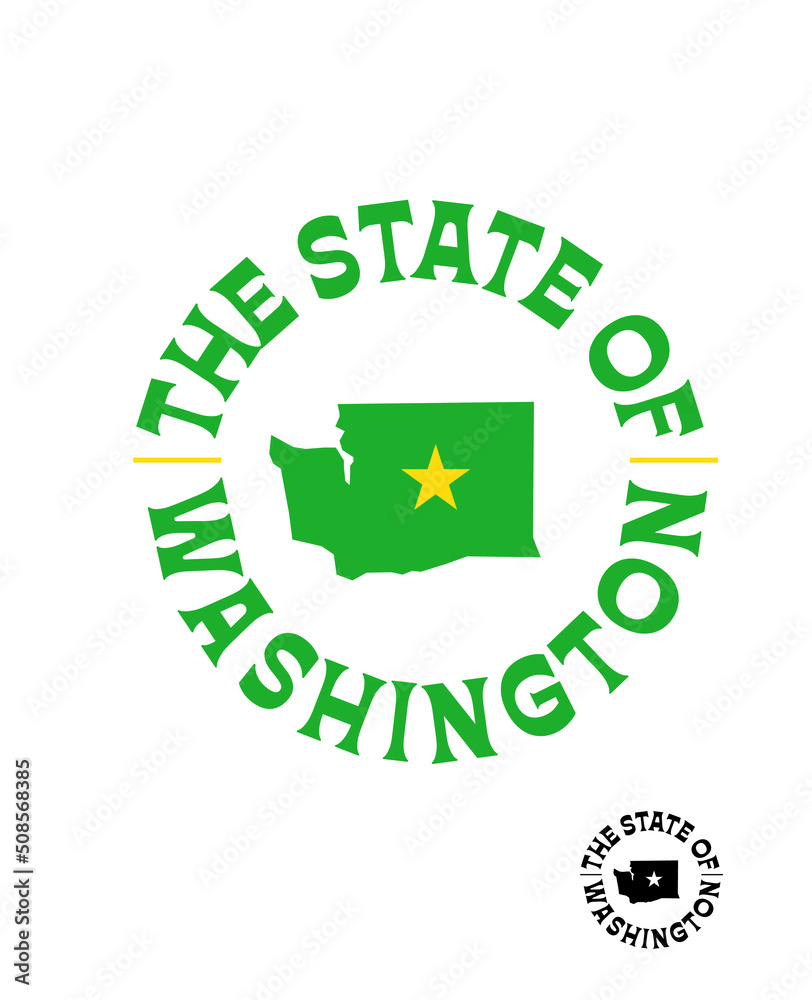 the state of washington with state map on white background can be use ...