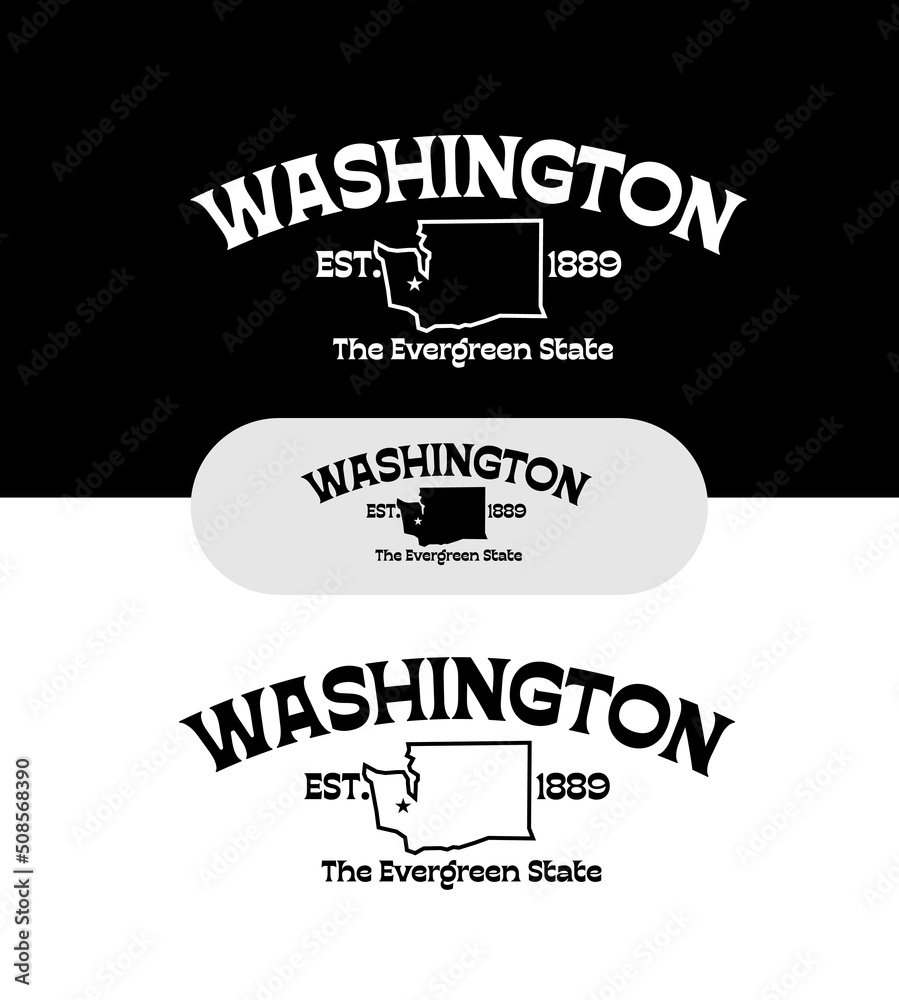 washington the evergreen state with establishment year 1889 on black ...
