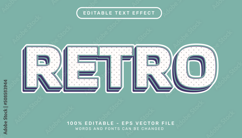 Retro Color 3d Text Effect And Editable Text Effect Stock Vector