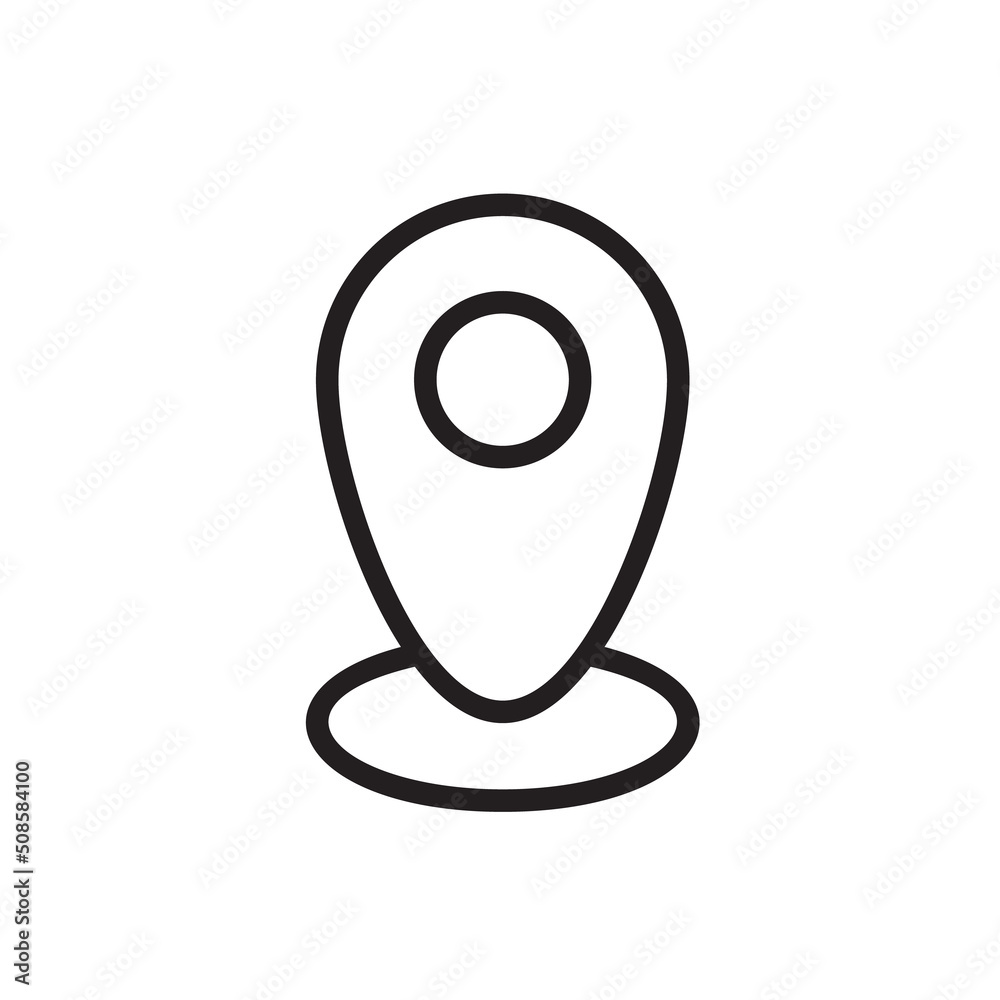 Vector monoline location pin icon with circle shape. Position marker ...