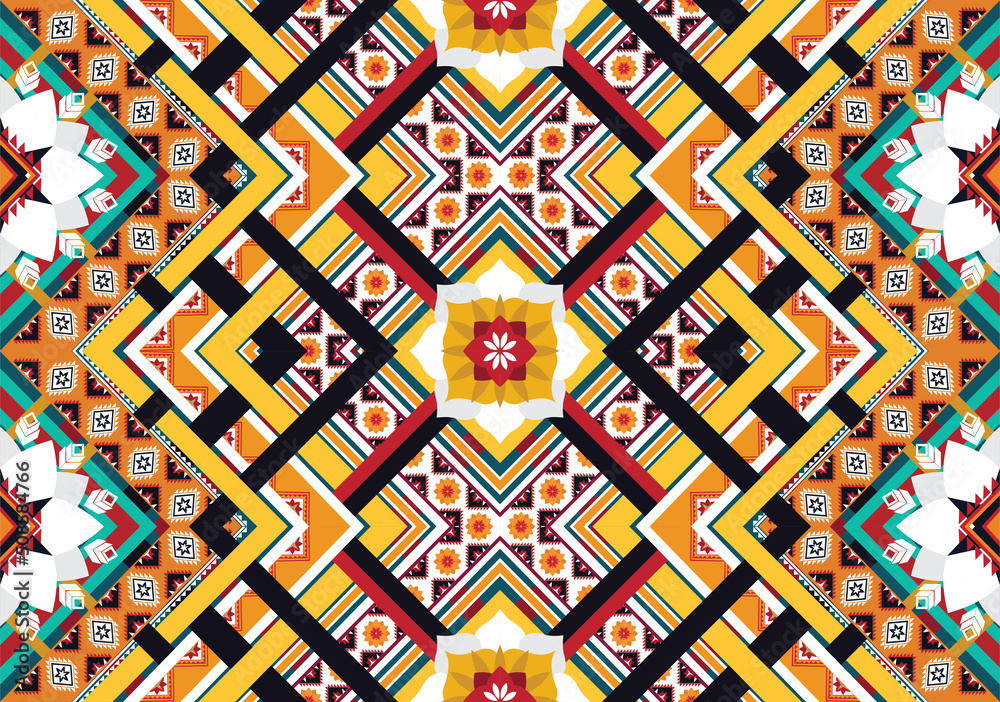 Geometric ethnic flower pattern for background,fabric,wrapping,clothing ...