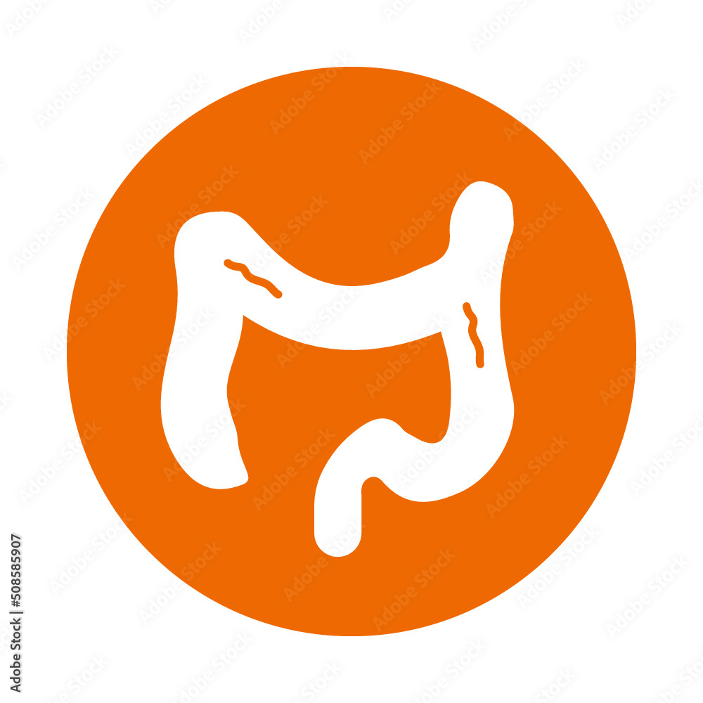 Bowel, colon, proctology icon. Orange color vector EPS. Stock Vector ...