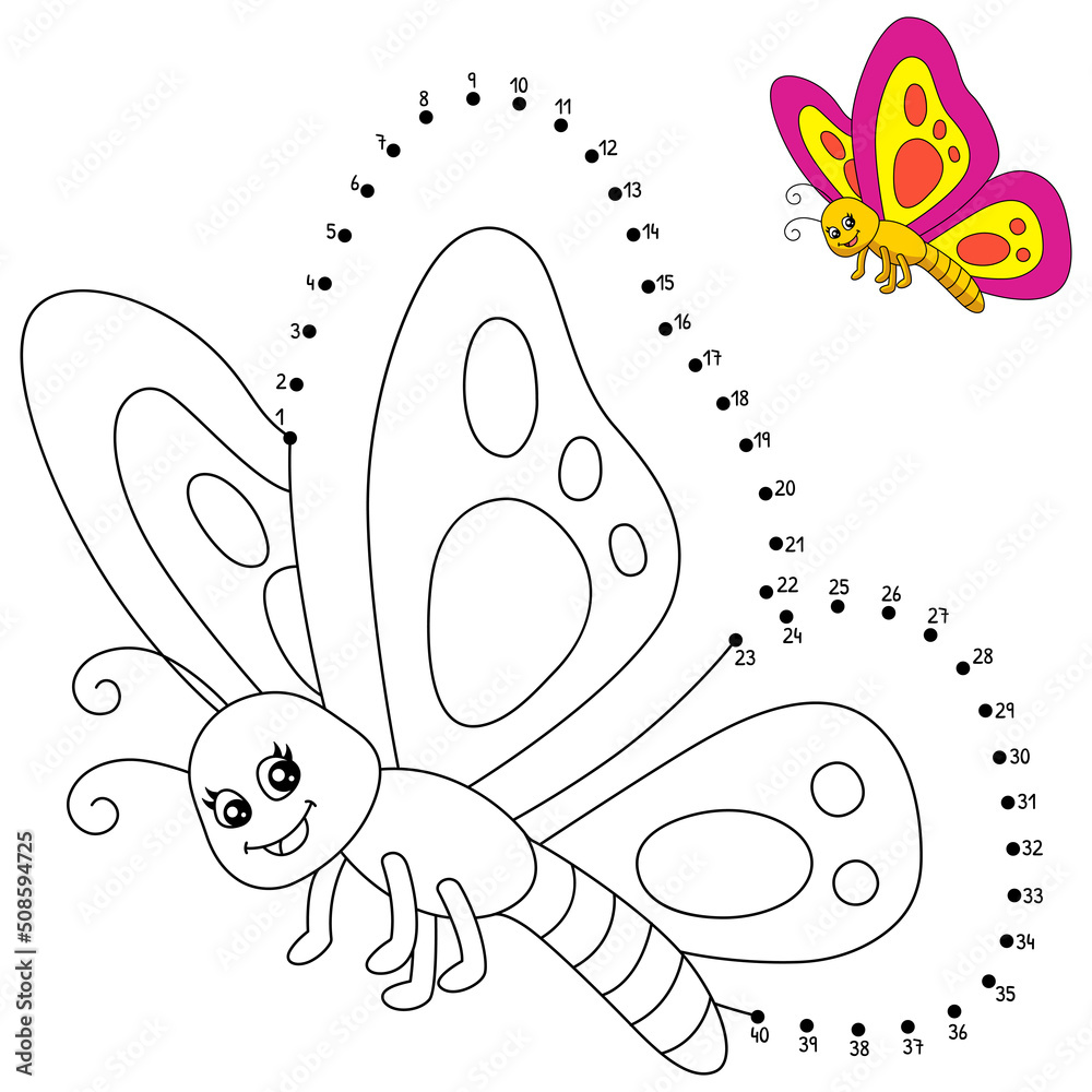 Dot To Dot Butterfly Coloring Page For Kids Stock Vector Adobe Stock Dot To Dot Butterfly Coloring Page For Kids Stock Vector Adobe Stock