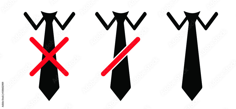 Stop no tie. Cartoon vector necktie prohibition. Red circle, No ...