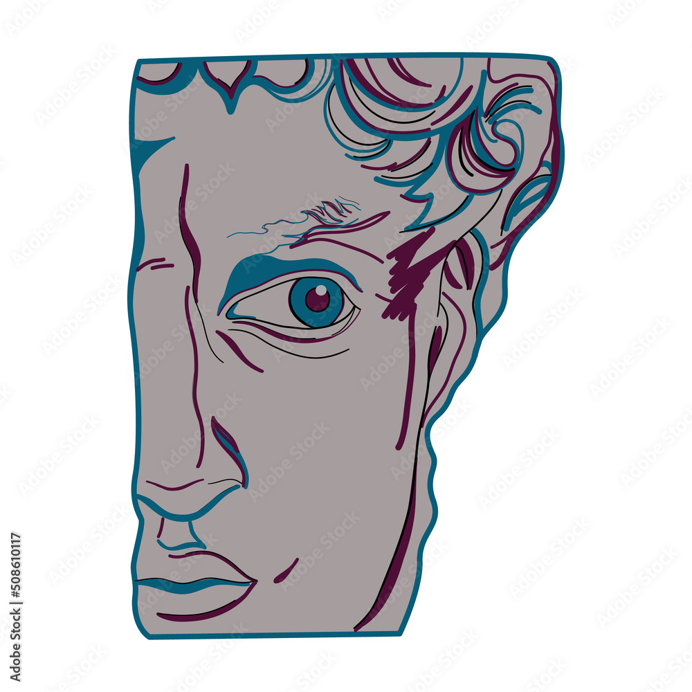 Abstract greek ancient sculpture David. Vector hand drawn illustrations ...