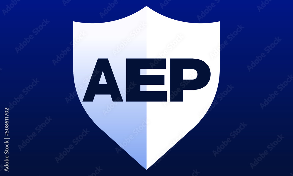 AEP shield logo design on blue background vector template | monogram ...