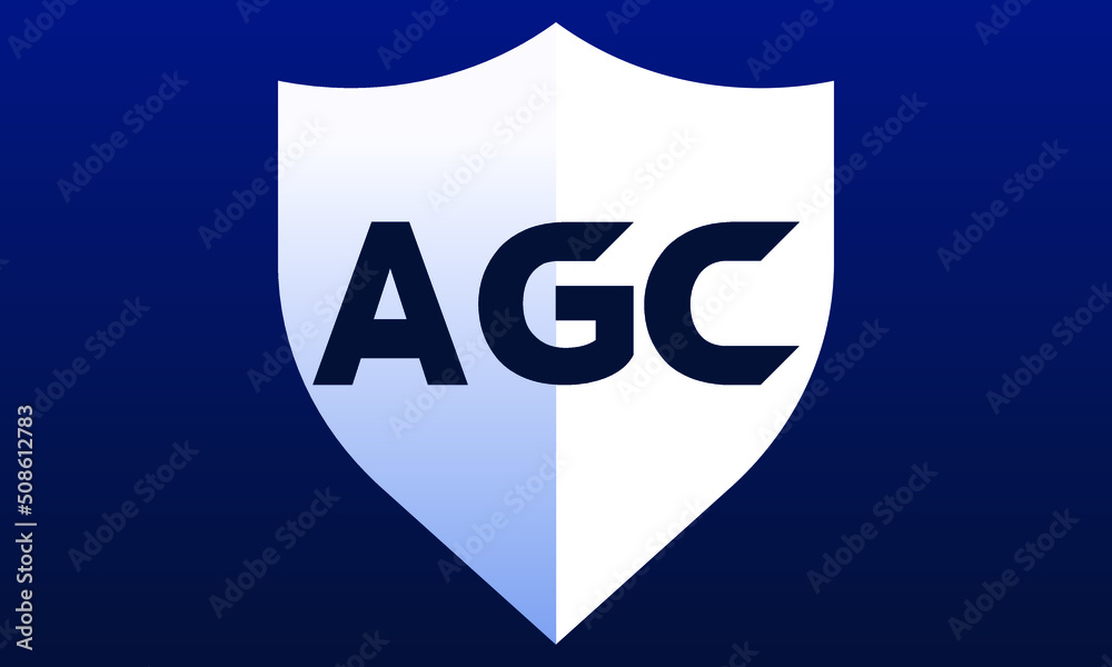 AGC shield logo design on blue background vector template | monogram ...