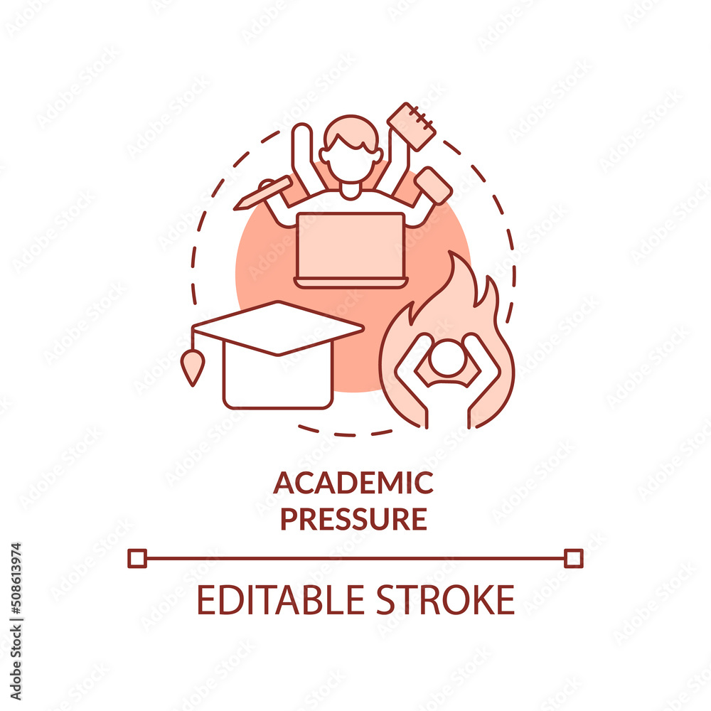 Academic pressure terracotta concept icon. Teenage issue abstract idea ...