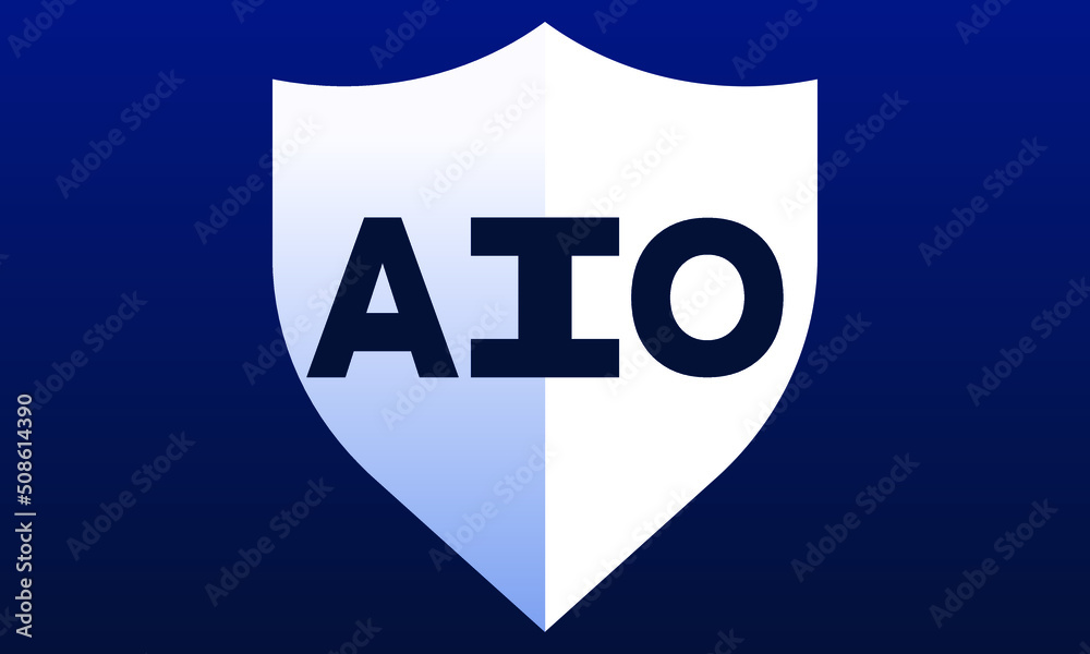 AIO shield logo design on blue background vector template | monogram ...