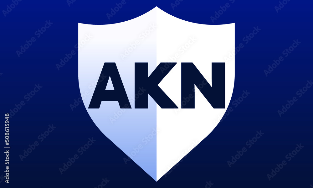 AKN shield logo design on blue background vector template | monogram ...