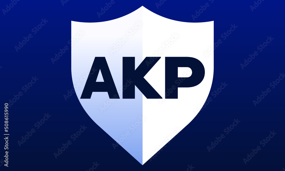 AKP shield logo design on blue background vector template | monogram ...