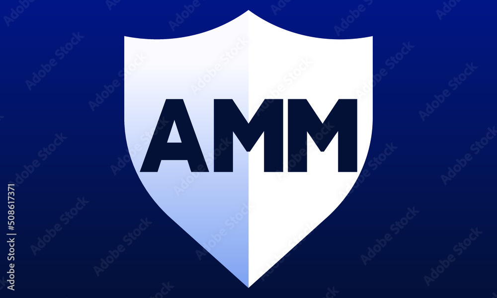AMM shield logo design on blue background vector template | monogram ...