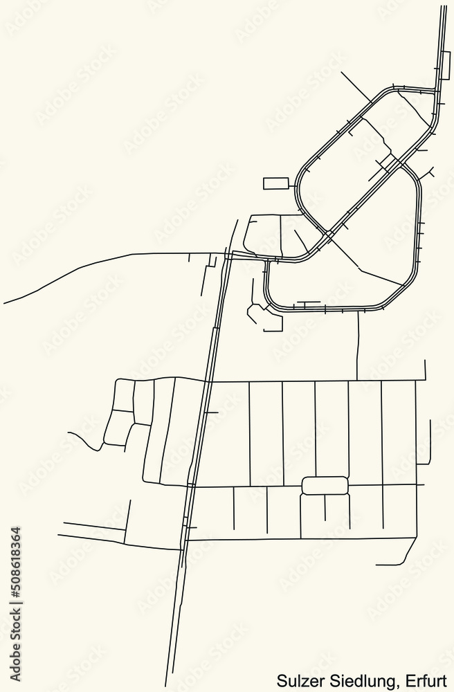 Detailed navigation black lines urban street roads map of the SULZER ...