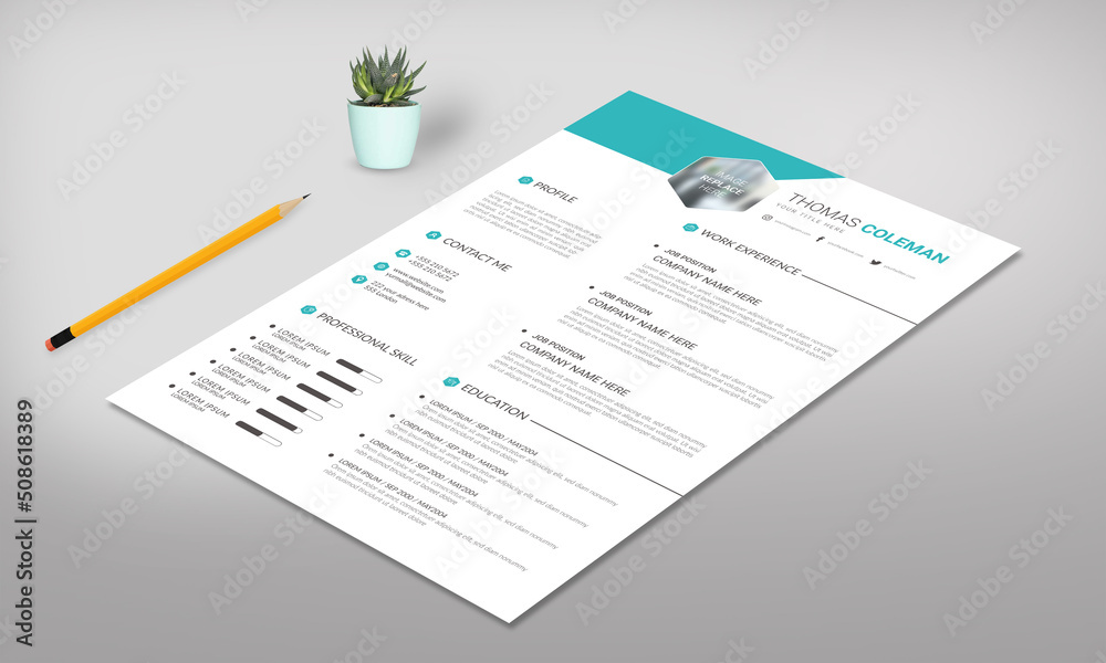 Modern Resume Design Layout Stock Vector | Adobe Stock