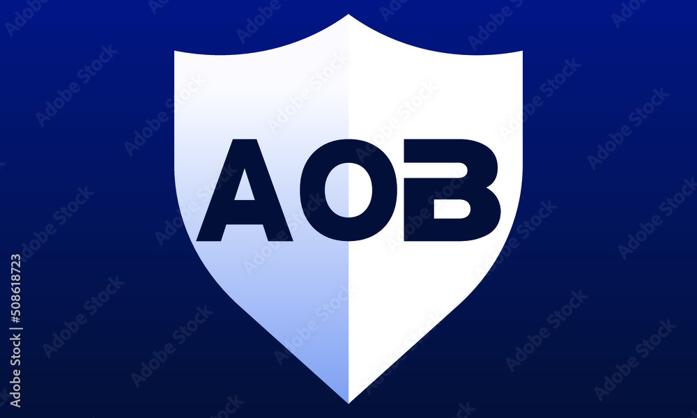 AOB shield logo design on blue background vector template | monogram ...