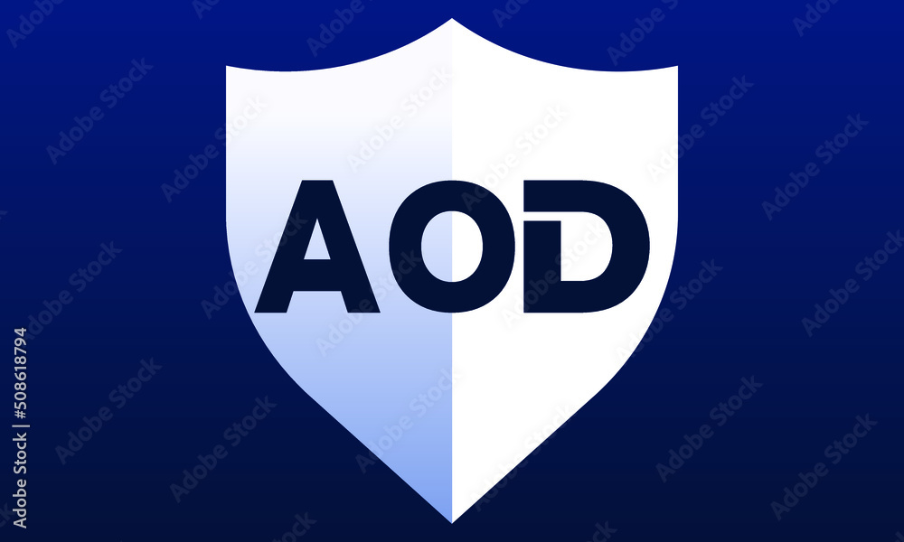 Vetor de AOD shield logo design on blue background vector template ...