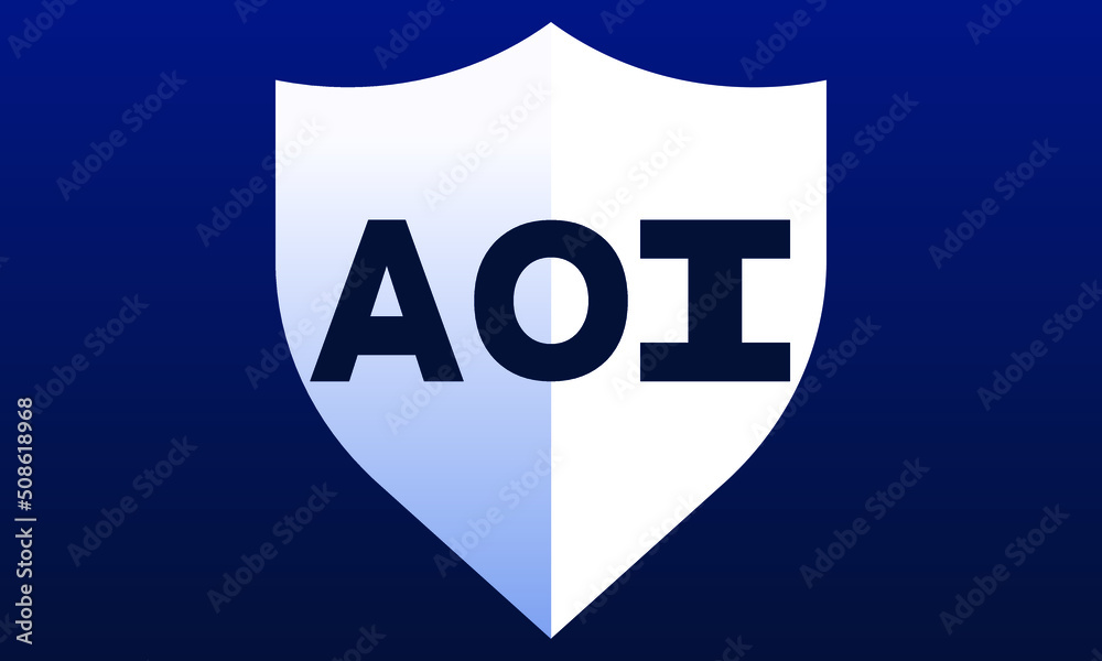 AOI shield logo design on blue background vector template | monogram ...