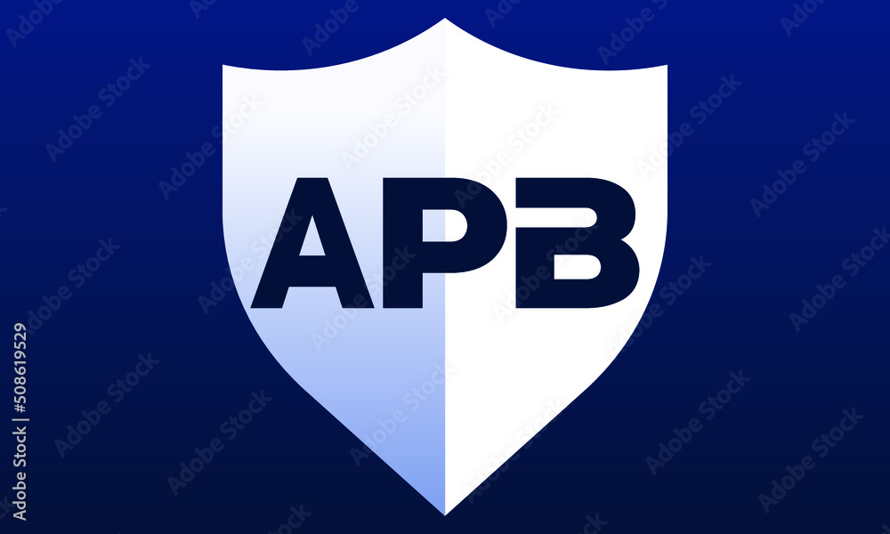 APB shield logo design on blue background vector template | monogram ...