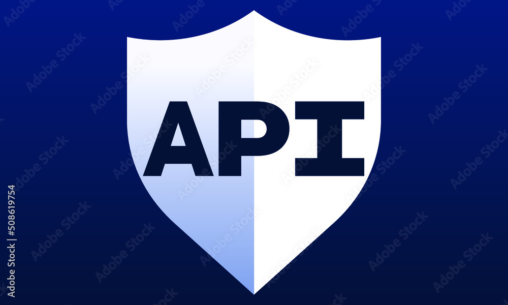 API shield logo design on blue background vector template | monogram logo | abstract logo ...