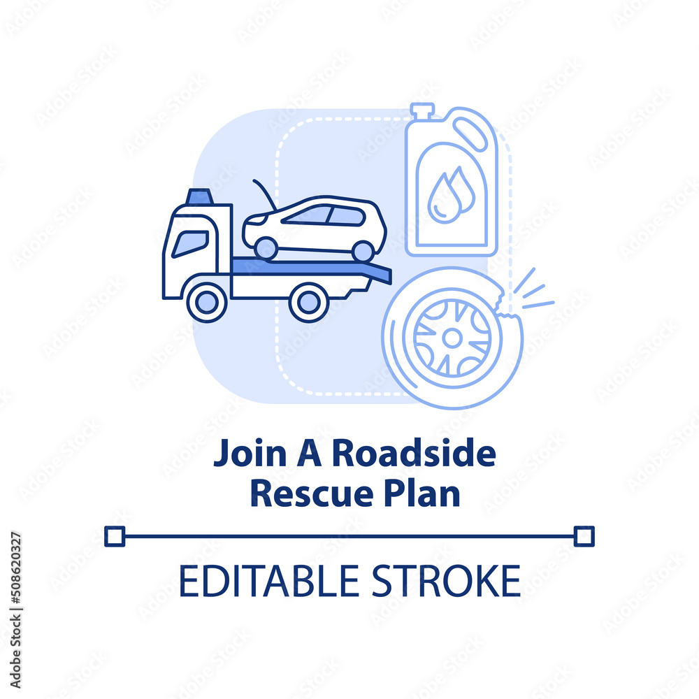 Join roadside rescue plan light blue concept icon. Towing vehicle. Road ...