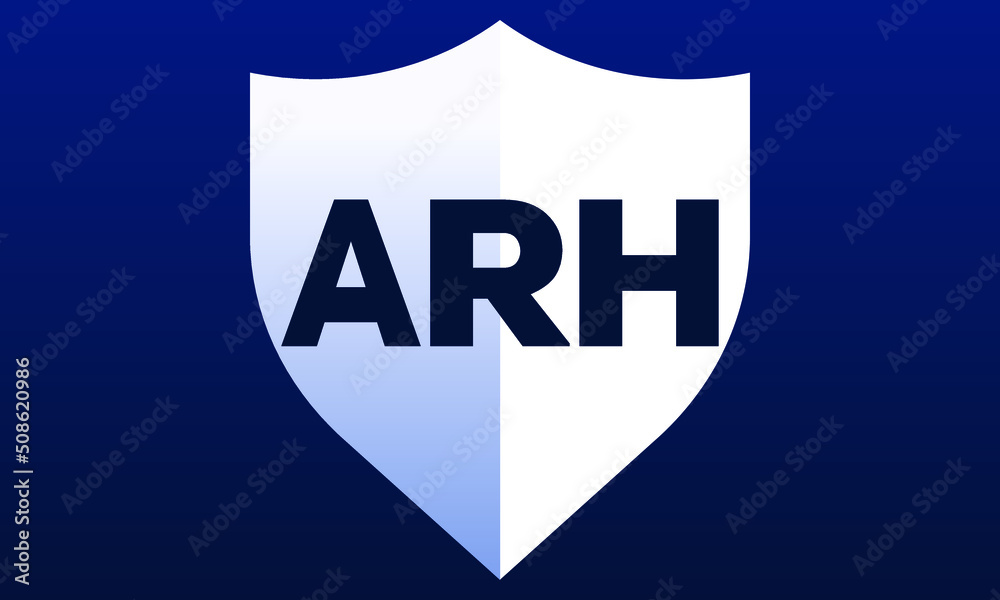ARH shield logo design on blue background vector template | monogram ...