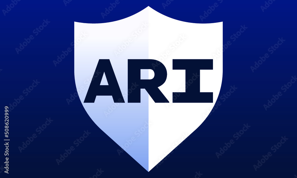 ARI shield logo design on blue background vector template | monogram ...