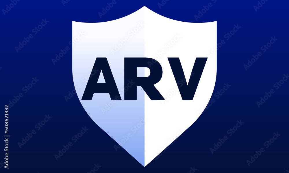 ARV shield logo design on blue background vector template | monogram ...
