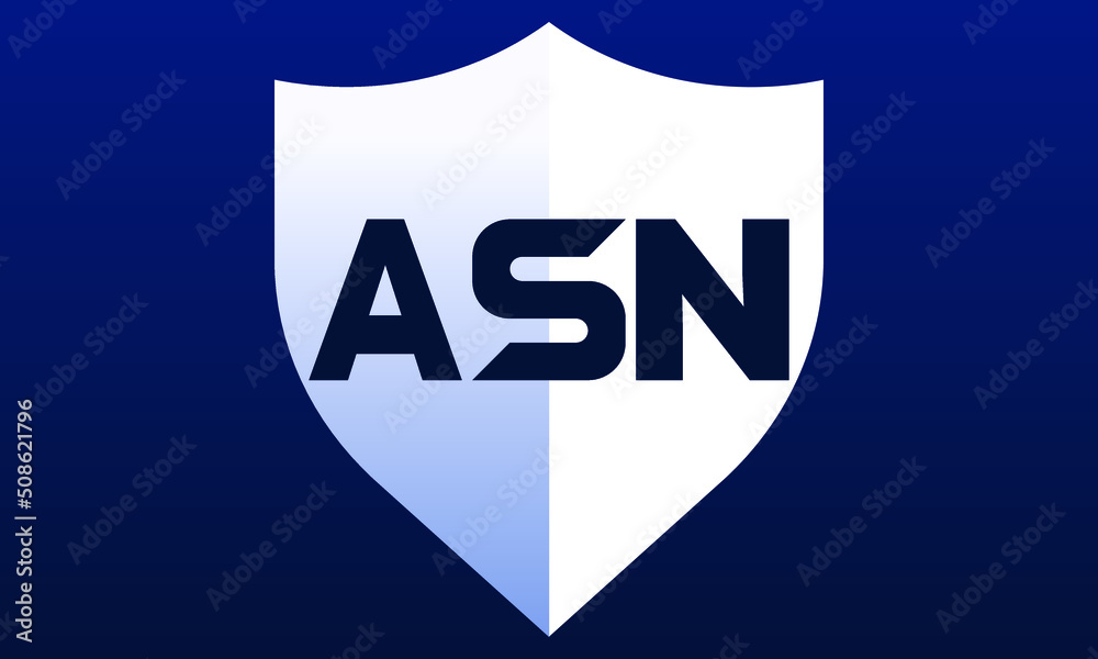ASN shield logo design on blue background vector template | monogram ...