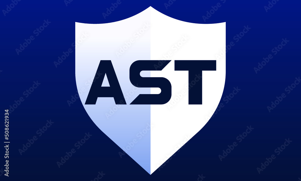 AST shield logo design on blue background vector template | monogram ...