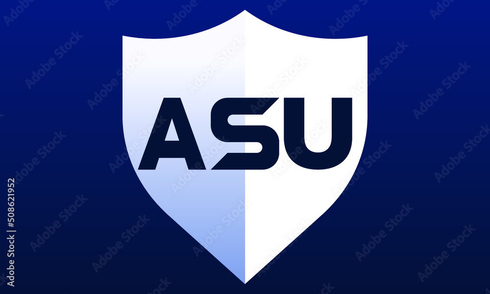 ASU shield logo design on blue background vector template | monogram ...
