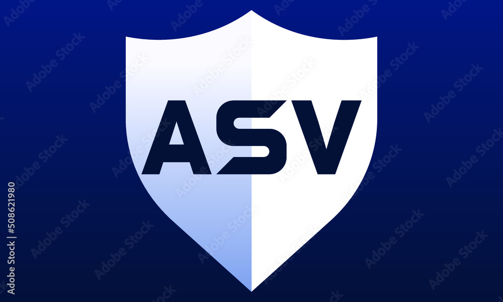 ASV shield logo design on blue background vector template | monogram ...