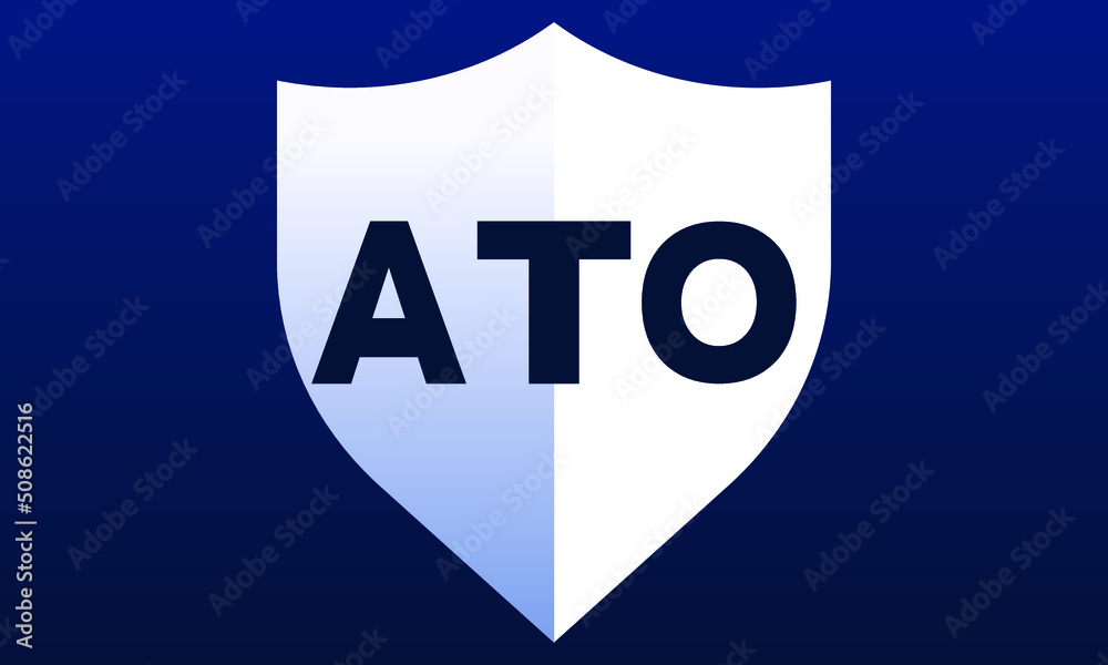 ATO shield logo design on blue background vector template | monogram ...