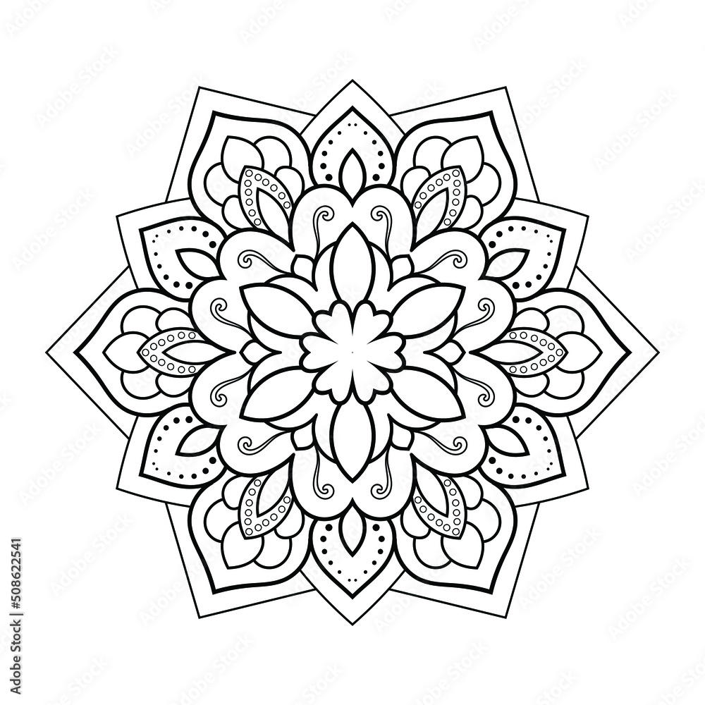 Mandala flower line art for KDP coloring book page. Mandala KDP ...