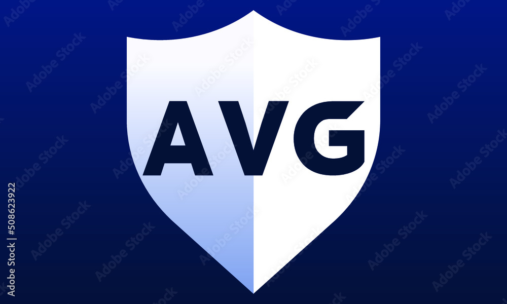 AVG shield logo design on blue background vector template | monogram ...