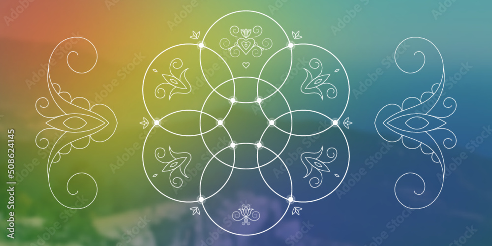 Sacred geometry zentangle inspired design template with oriental tribal ...