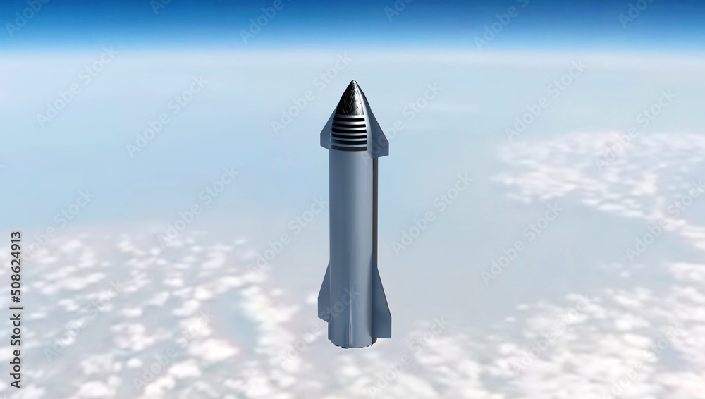 Spacex Starship in orbit leaving Earth Stock Illustration | Adobe Stock