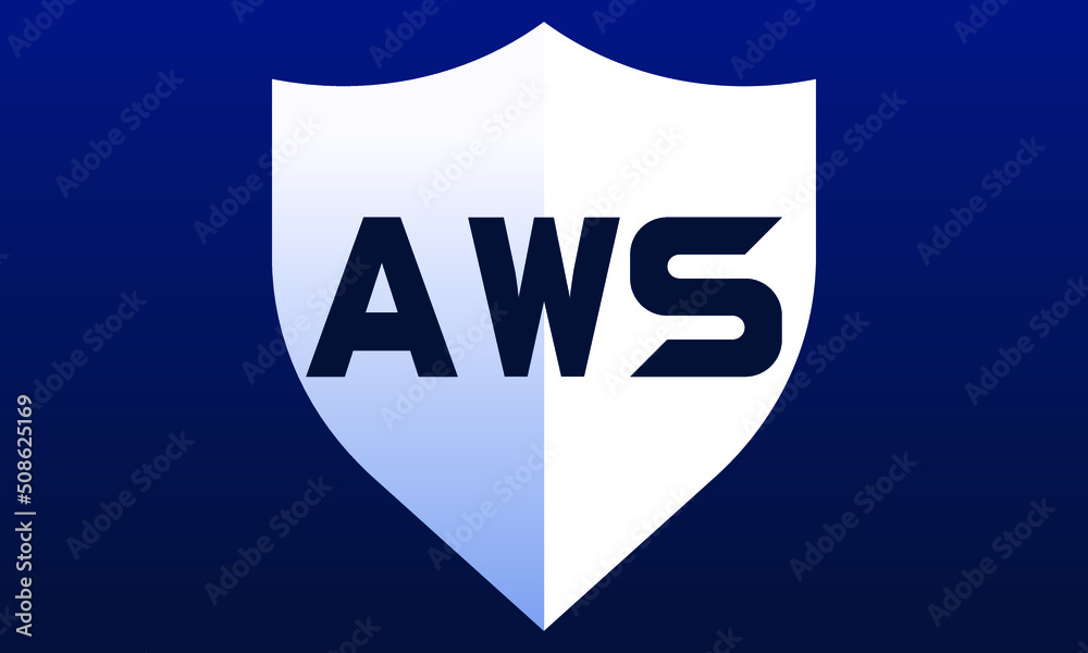 AWS shield logo design on blue background vector template | monogram ...