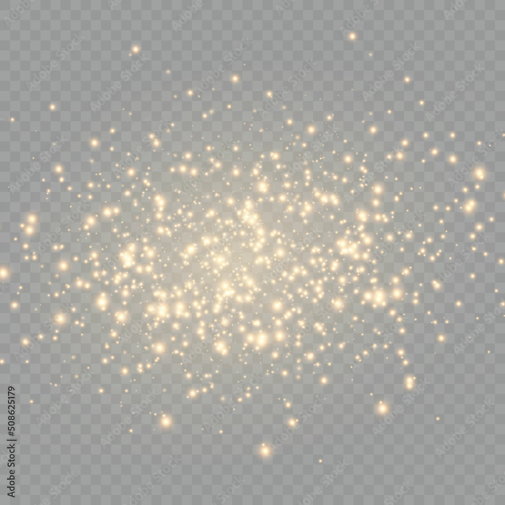 Fairy dust sparks and golden stars shine with special light. Sparkling ...