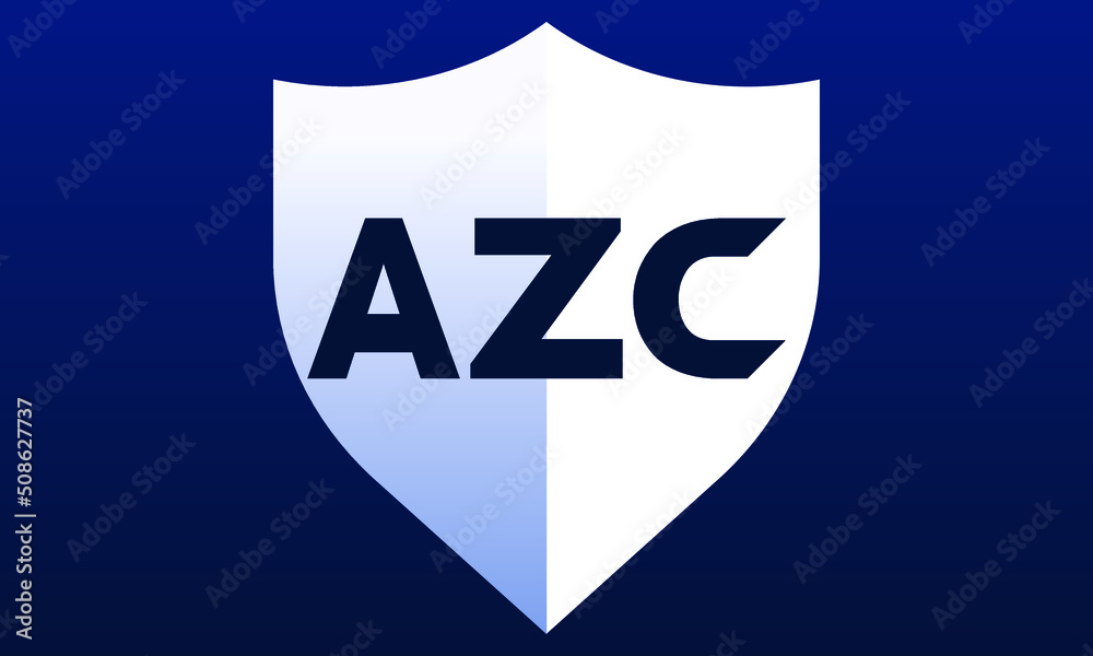 AZC shield logo design on blue background vector template | monogram ...