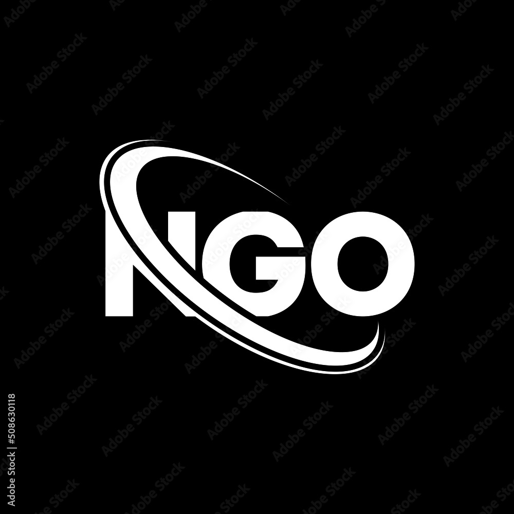 NGO logo. NGO letter. NGO letter logo design. Initials NGO logo linked with circle and uppercase ...