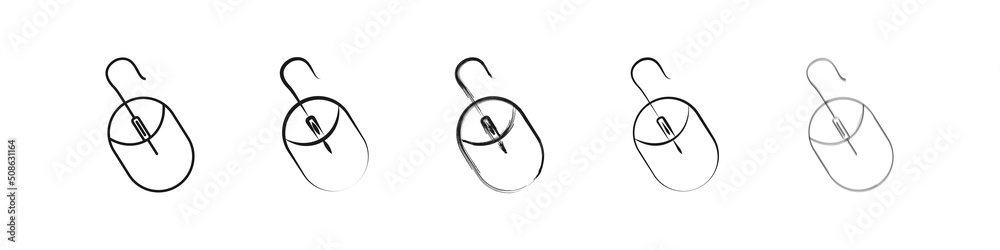 Mouse icons. Set of vector graphics drawings of computer mice with ...