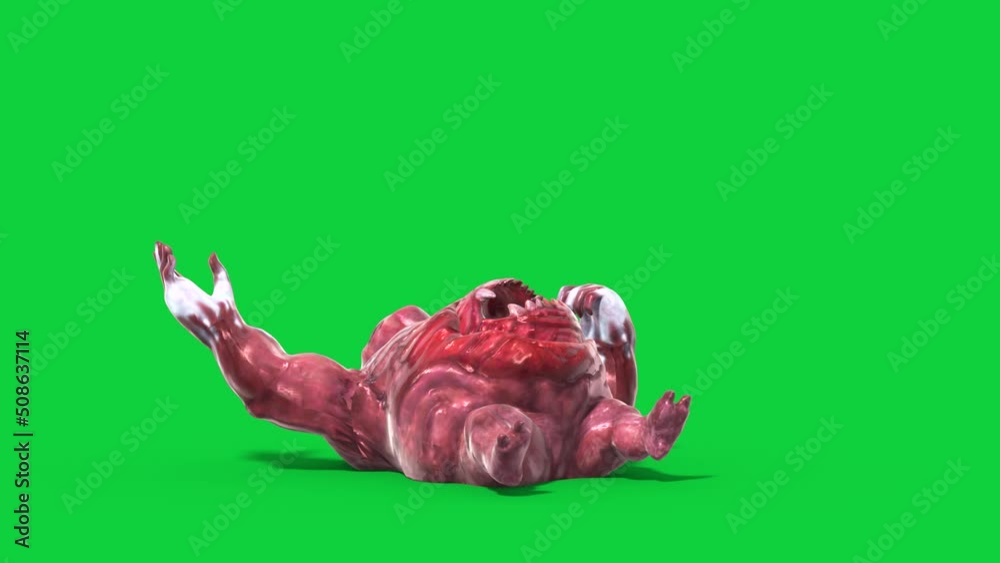 Monster Belly Mouth Green Screen Die Front 3D Rendering Animation Stock ...