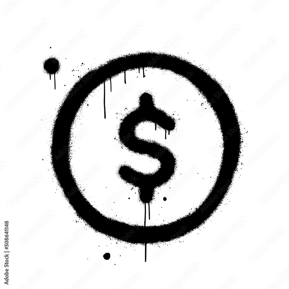 Vector illustration. Dollar coin symbol in circle. Urban street ...